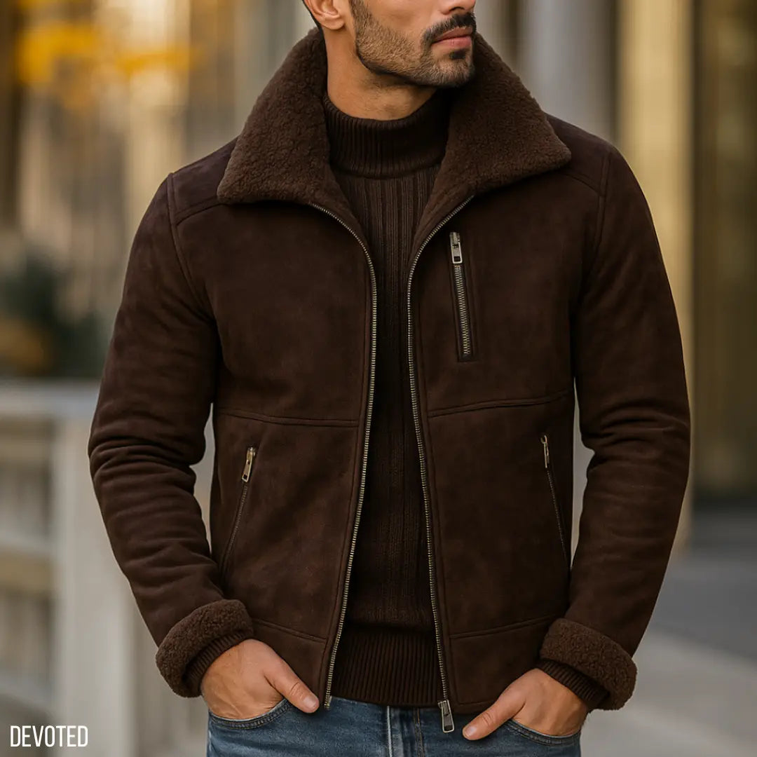 Men's Leather Jacket - Pure Leather Suede in Tan, Black & Brown ...